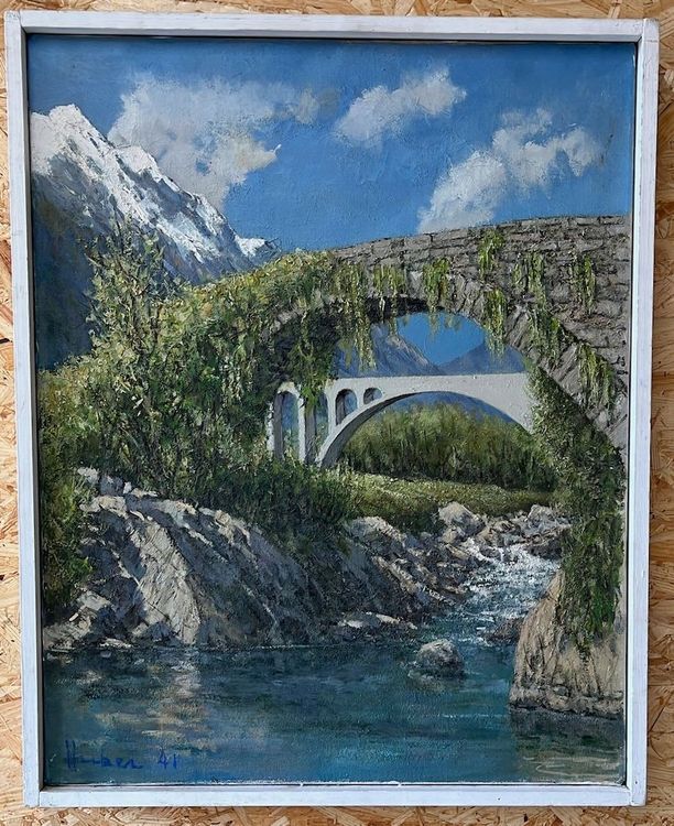 Gemälde, Giornico im Tessin signiert Otto Huber (ID M168) (Gebraucht ...