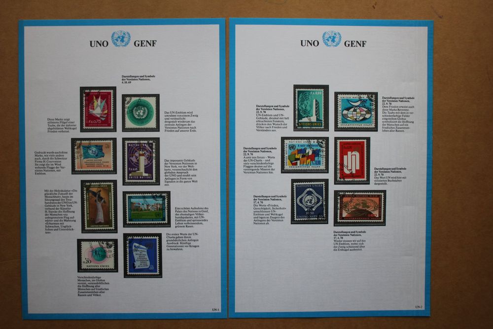 UNO GENF 2 Karten 1969 und 1970 - 14 Briefmarken | Kaufen auf Ricardo
