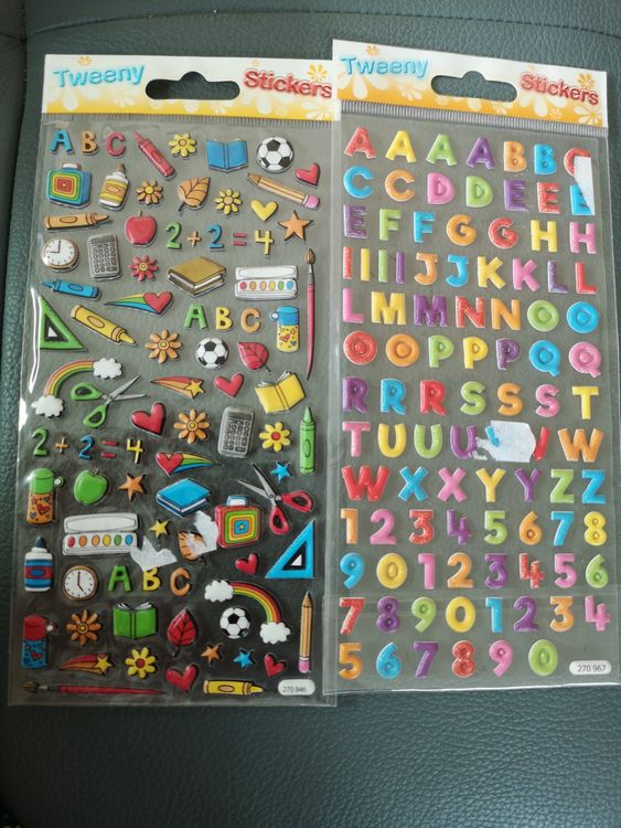 2 Bogen Sticker Zahlen Material abc Schule neu (Neu und ...