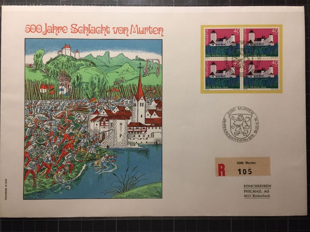 FDC Grossbrief Pro Patria 500 Jahre Schlacht von Murten 1976 (Neu (gemäss Beschreibung)) in ...