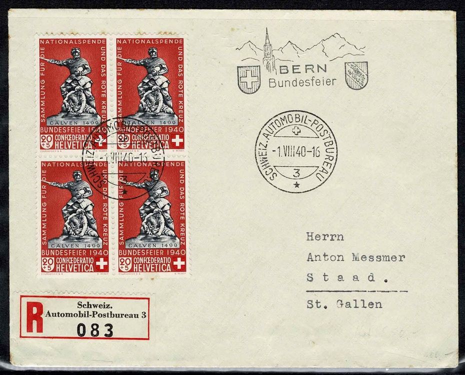 Pro Patria 1940 B7 im 4er-Block a.Brief | Kaufen auf Ricardo