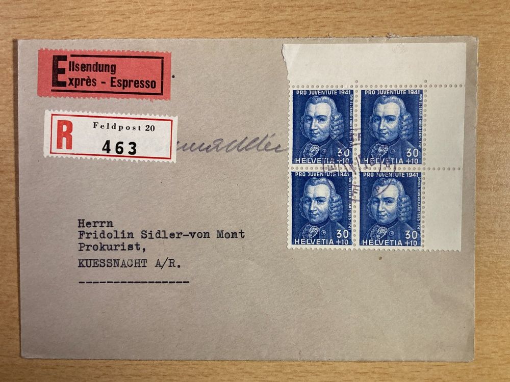 PJ Brief Feldpost 1941 mit Viererblock Nr. 100 30Cts (Gebraucht) in Ins ...