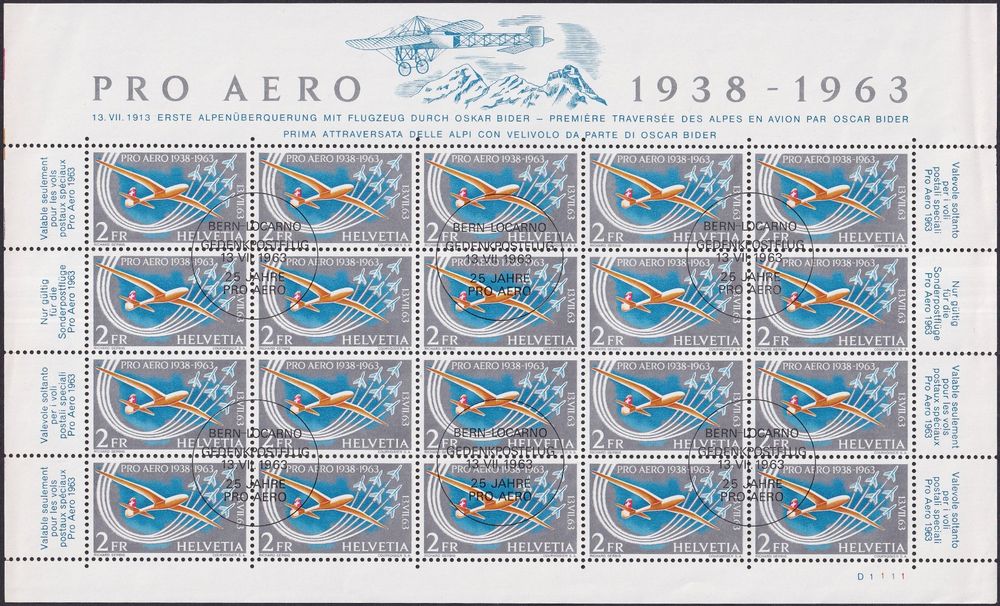 1963, F46 kompletter Bogen mit Ersttags-Stempel. (Gebraucht) in Sursee ...