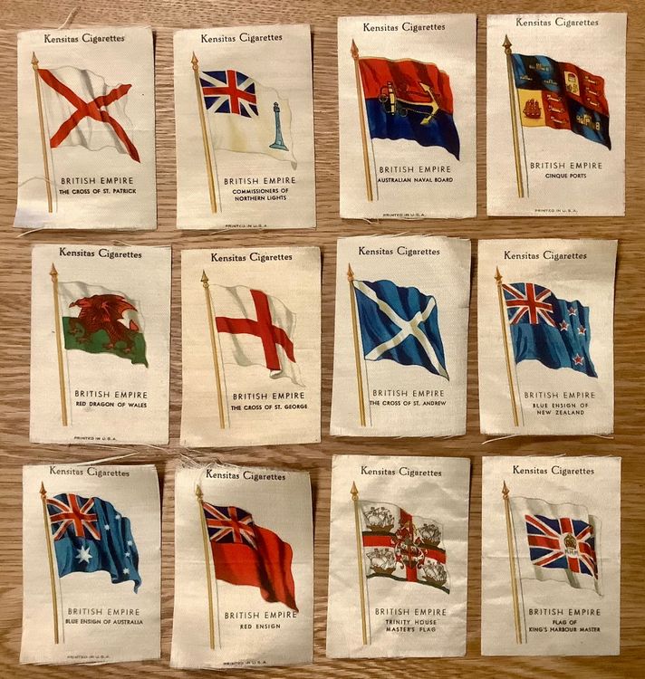 30er -12 BRITISH EMPIRE Flaggen Seide Sammelbilder England (Gebraucht ...
