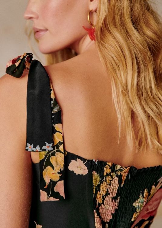 Sezane - Kleid Dorothea - Blumen Schwarz - Gr 36 S Neu (Neu (gemäss ...