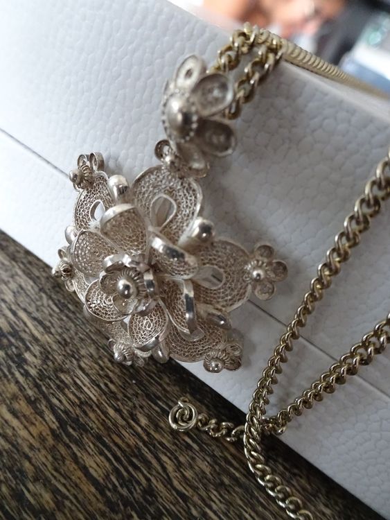 Trachtenschmuck Silberkette mit Blumen Anhänger 925 Vintage (Gebraucht) in Winterthur für CHF 18 ...