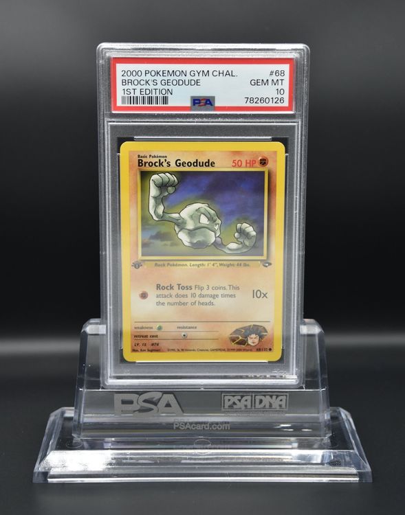 PSA 10 GEM MINT, 2000, Pokemon Card #87 Brock's Geodude, 1st (Neu (gemäss Beschreibung)) in ...