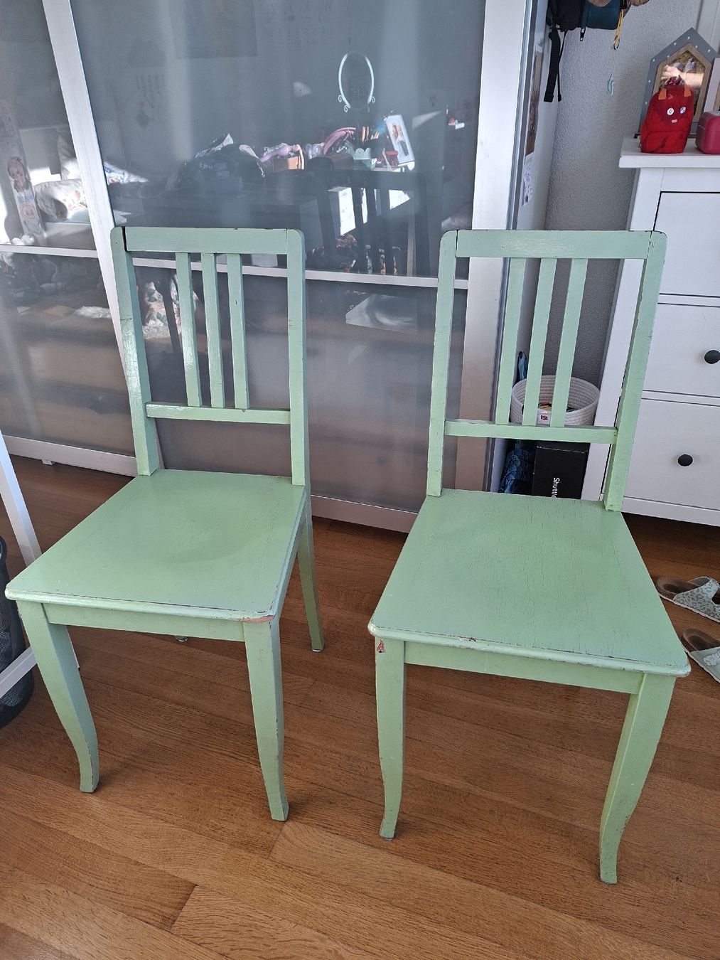 2er Set Vintage Stühle, Shabby Chic, grün, Einzelstücke! (Gebraucht) in ...