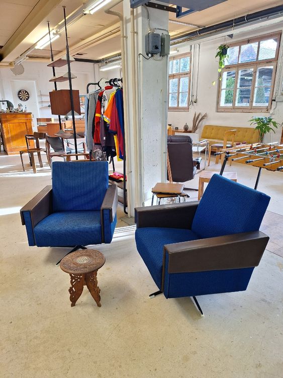 Retro Sessel / Drehsessel, blau, Vintage Look, Top Zustand (Gebraucht ...