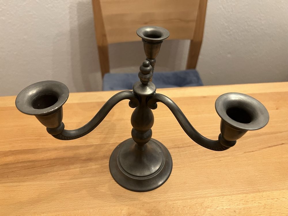 Vintage Zinn Kerzenstaender fuer drei Kerzen, Top! (Gebraucht) in ...
