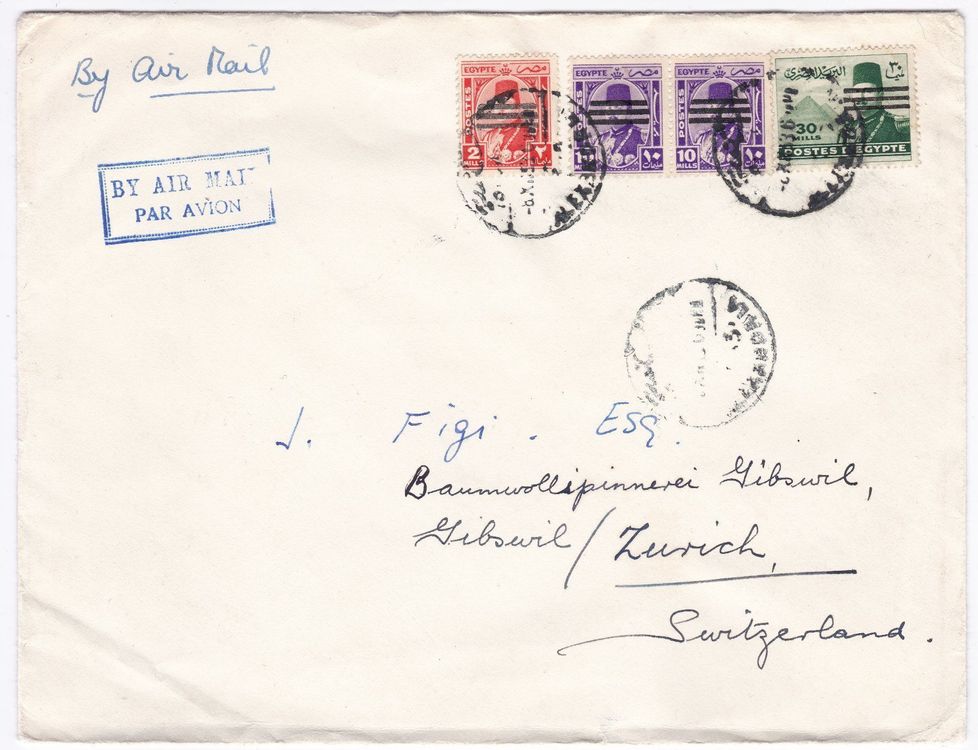 2 Egypt Covers, Overprint Stamps to Switzerland, Gibswil ZH | Kaufen auf Ricardo