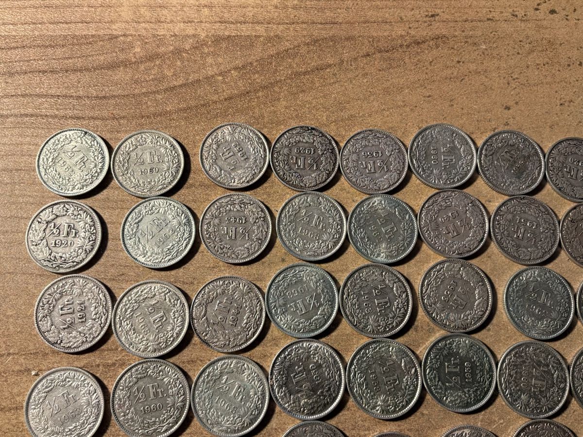 50 x 1/2 🇨🇭 Franken verschiedene Jahrgänge 1914-1963 (Gebraucht) in ...