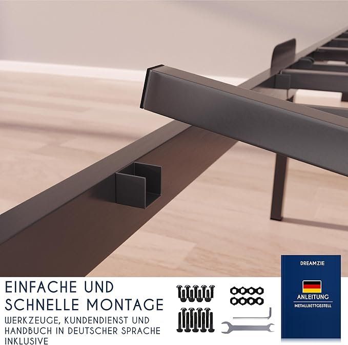Bettgestell 140x200x25cm mit Lattenrost aus Metall Robust (Neu und ...