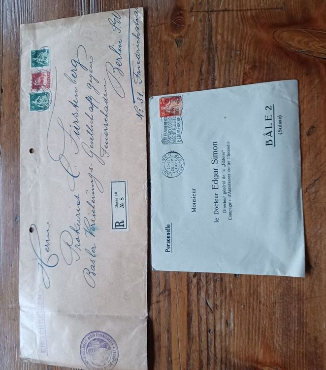 Briefmarken Couvert mit sitzender Helvetia 1921und Tell 1918 (Gebraucht) in Basel für CHF 28 ...