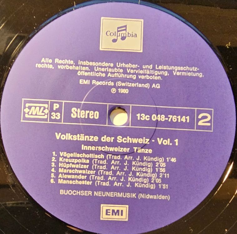 Volkstänze Der Schweiz Vol. 1: Berner Tänze - Innerschweizer (Gebraucht) in Wahlen b. Laufen für ...