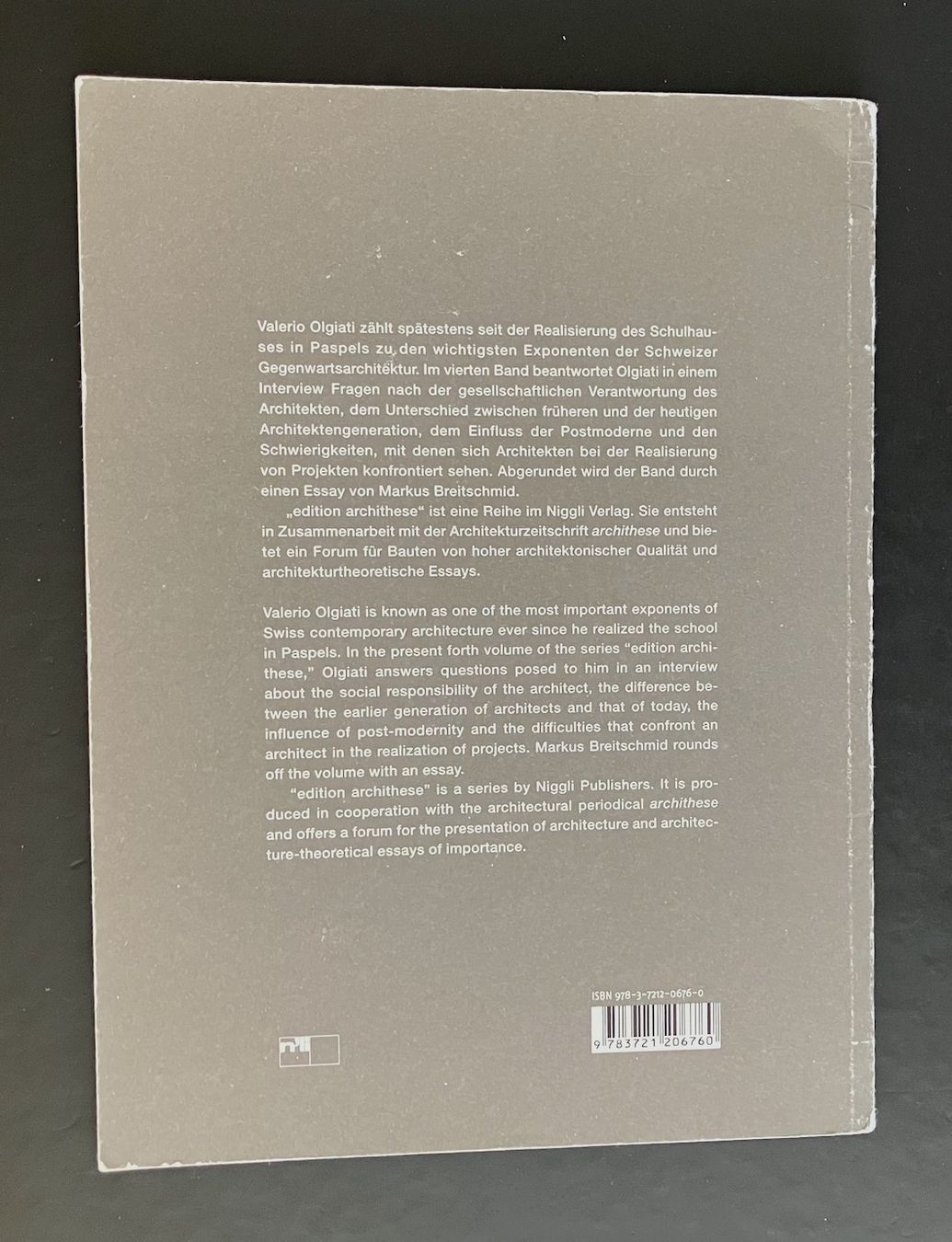 die bedeutung der idee in der architektur v. valerio olgiati (Gebraucht ...