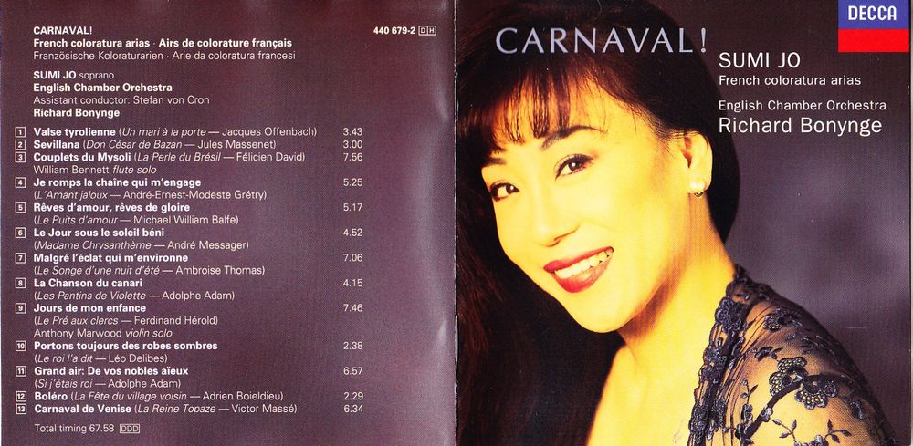Sumi Jo Carnaval! French Coloratura Arias 1 CD (Neu und ...