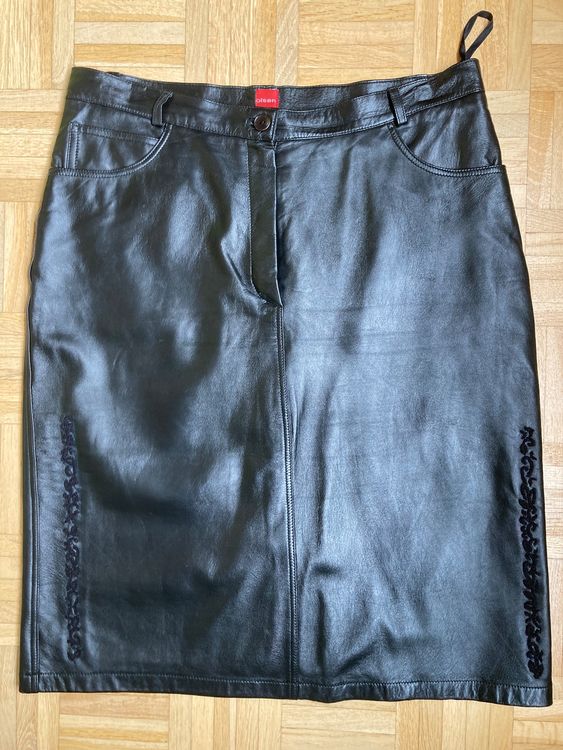 Olsen Nappa LEDER-Rock Jeans Jupe 42 mit Taschen Stickerei (Neu (gemäss ...