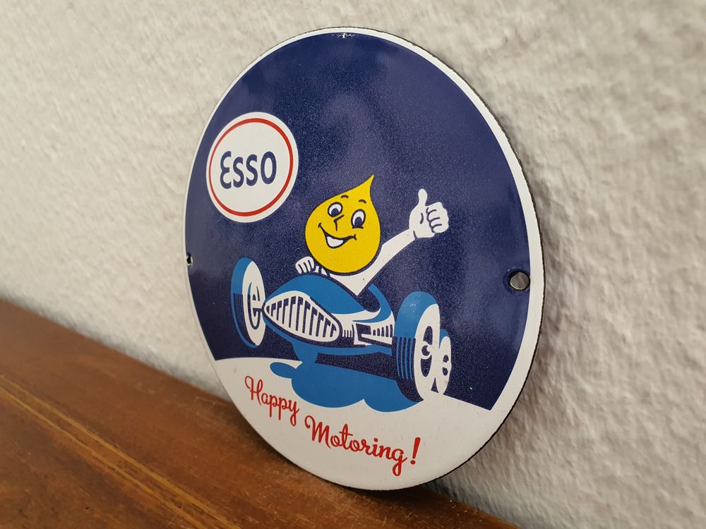 Emailschild Esso Service Tankstelle Zapfsäule Emaille Schild (Neu ...
