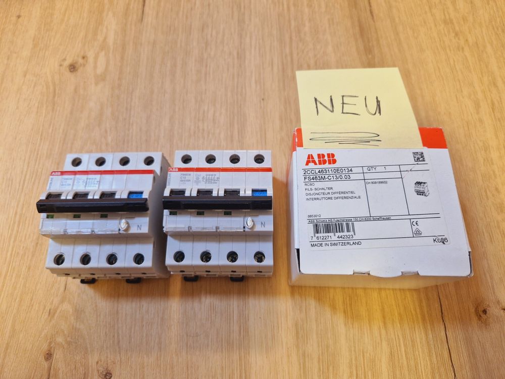 ABB FI/LS-Schalter FS463M C13/0.03 – 1x Neu & 2x Occasion (Gebraucht) in Schaffhausen für CHF ...
