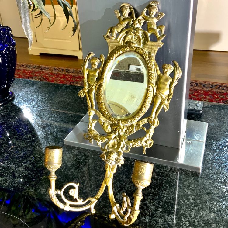 JUGENDSTIL WANDSPIEGEL MIT KERZENLEUCHTER BRONZE FRANKREICH (Gebraucht) in Biglen für CHF 31 ...