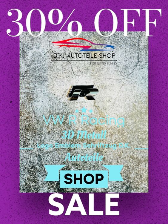 VW R Racing Schriftzug, Emblem, Logo 3D Metall Schwanz/Chrom | Kaufen ...