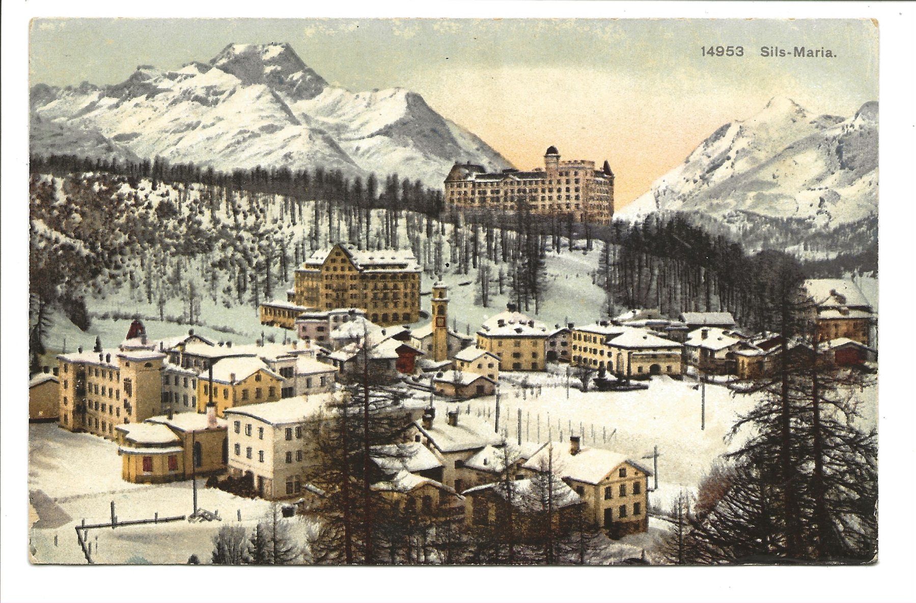 Sils-Maria (GR) Engadin - Dorfpartie mit Hotels - um 1915 (Gebraucht ...