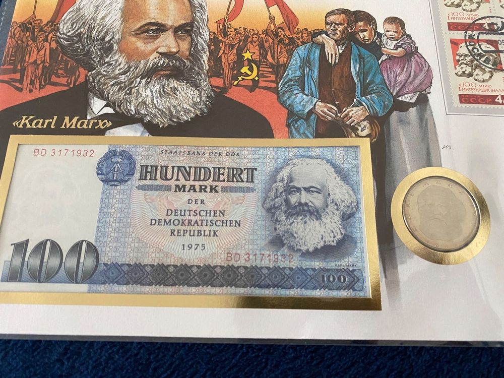 Münzbrief mit 100 Mark Banknote Deutschland Karl Marx (Gebraucht) in ...