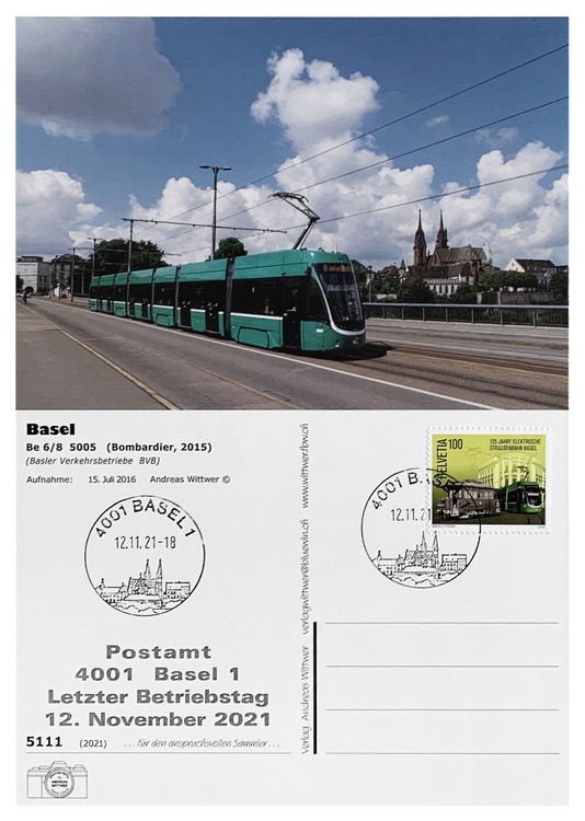 Basel Post Basel 1 Letzttag Karte Tram Be 6/8 BVB Flexity | Kaufen auf ...