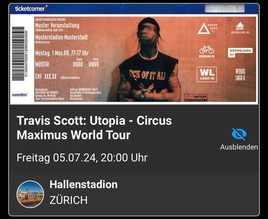 Travis Scott: Utopia - Circus Maximus World Tour, Sitzplatz | Kaufen auf Ricardo