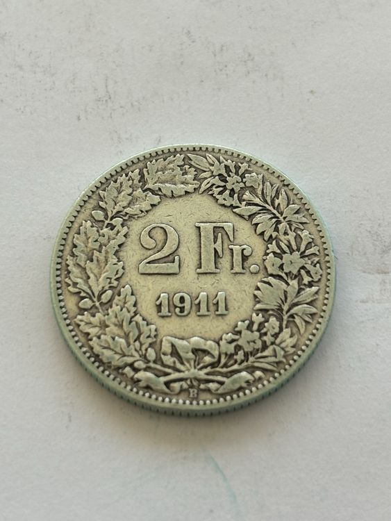 Silbermünze 2 Franken Helvetia 1911 Schweiz Swiss (Gebraucht) in Langnau am Albis für CHF 5.5 ...