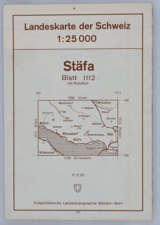 Landeskarte der Schweiz 1:25000 - Stäfa Blatt 1112 (Gebraucht) in ...