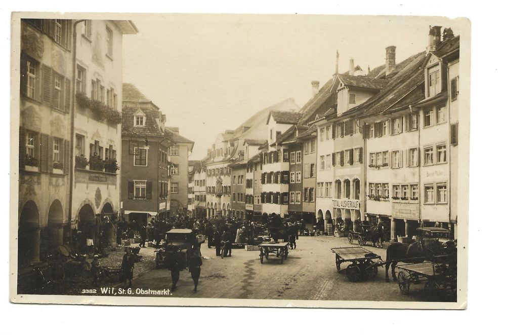 Wil (SG) Altstadt - Obstmarkt - Fuhrwerk - Foto-AK - um 1920 (Gebraucht) in Engelburg für CHF 52 ...