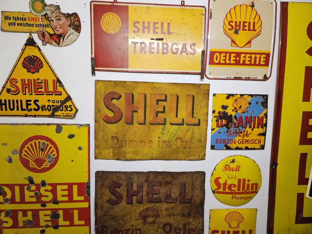 riesige, rare Shell Sammlung, 27 original SHELL Schilder!!!! | Acheter ...