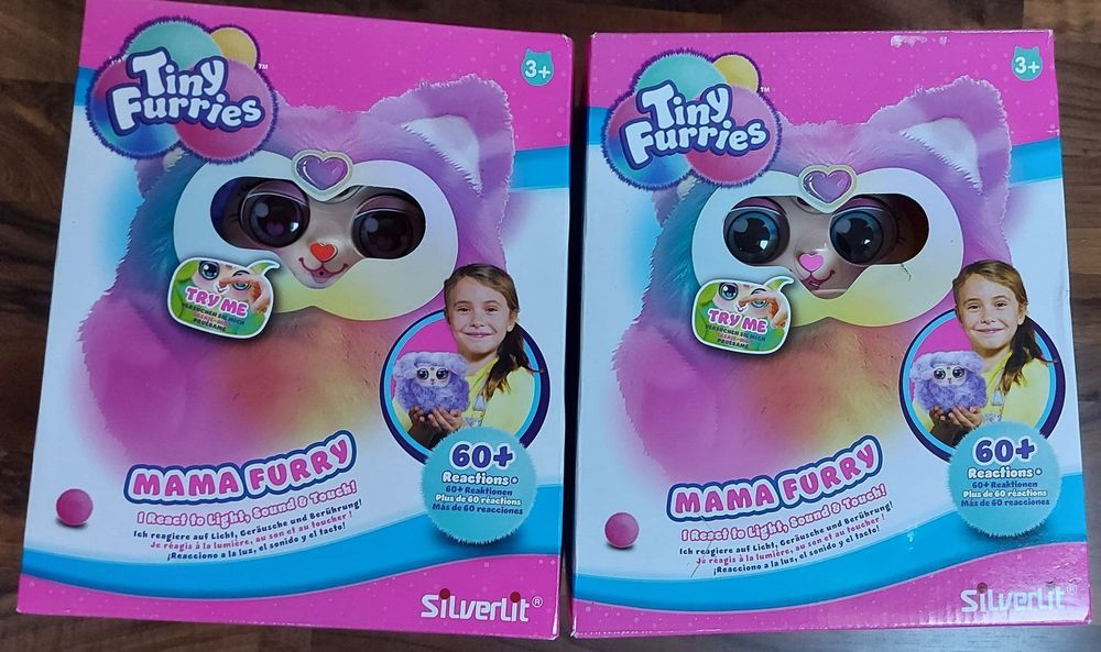 2x Tiny Furries Mama Furry Plüschtier (1x lila, 1x orange) (Neu und ...