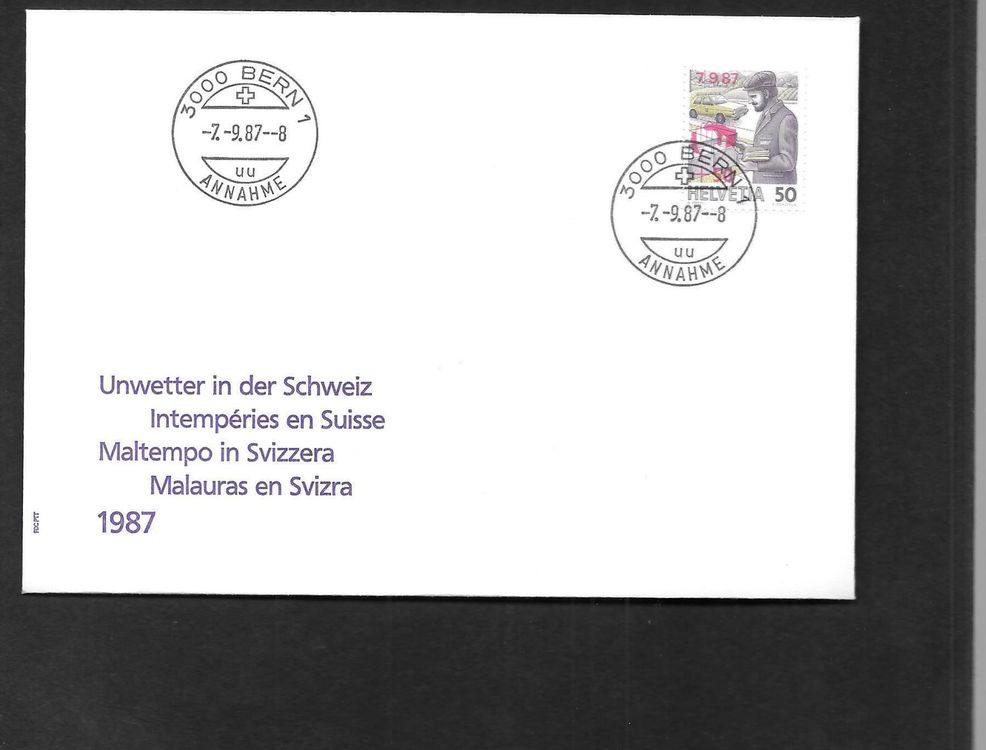 FDC W66 Unwetter in der Schweiz ET Bern 7.9.1987 (Neu (gemäss Beschreibung)) in Olten für CHF 1 ...