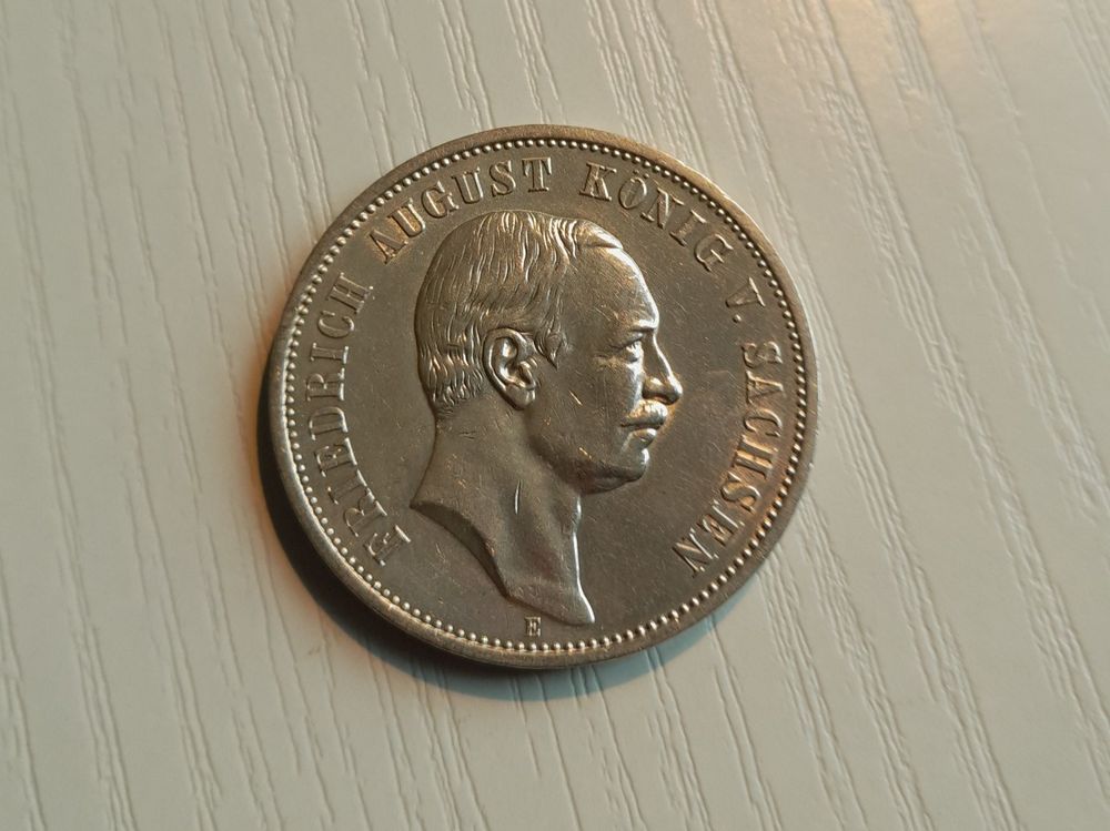 SILBER / 3 Mark / August König von Sachsen / 1910 (Gebraucht) in ...