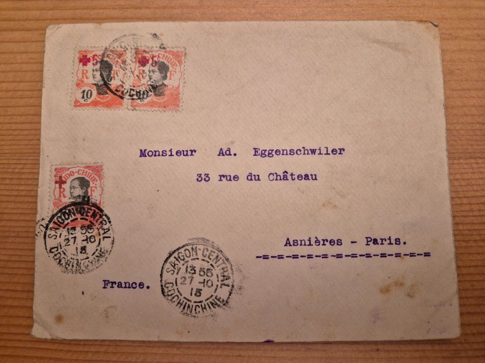 Indo-Chine Brief nach Paris aus 1915 Zustand gem.Bilder (Gebraucht) in ...