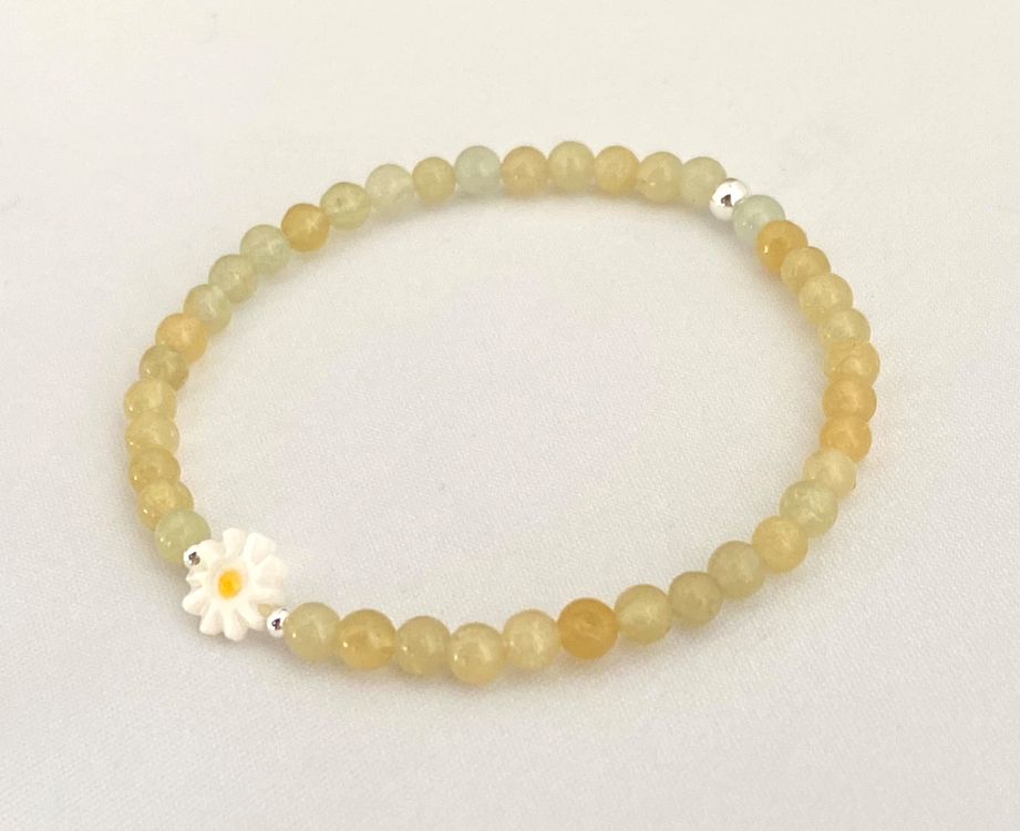 Edelstein Armband Heliodor / Goldener Beryll mit Perlmutt (Neu und ...