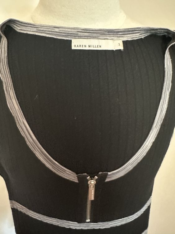 Robe d'été Karen Millen noire plissée, fermeture éclair (Neu (gemäss ...