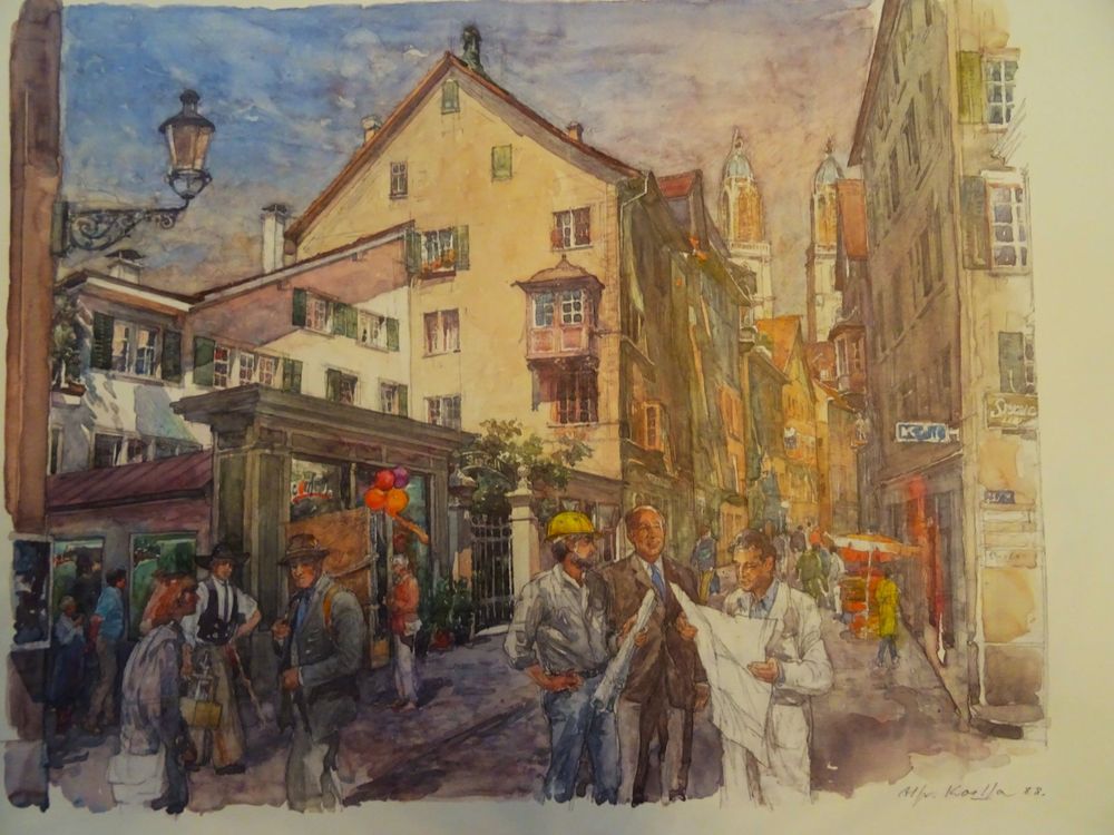 Lithographie Alfred Koella 1988 "Zürich Altstadt" (Gebraucht) in Zürich ...