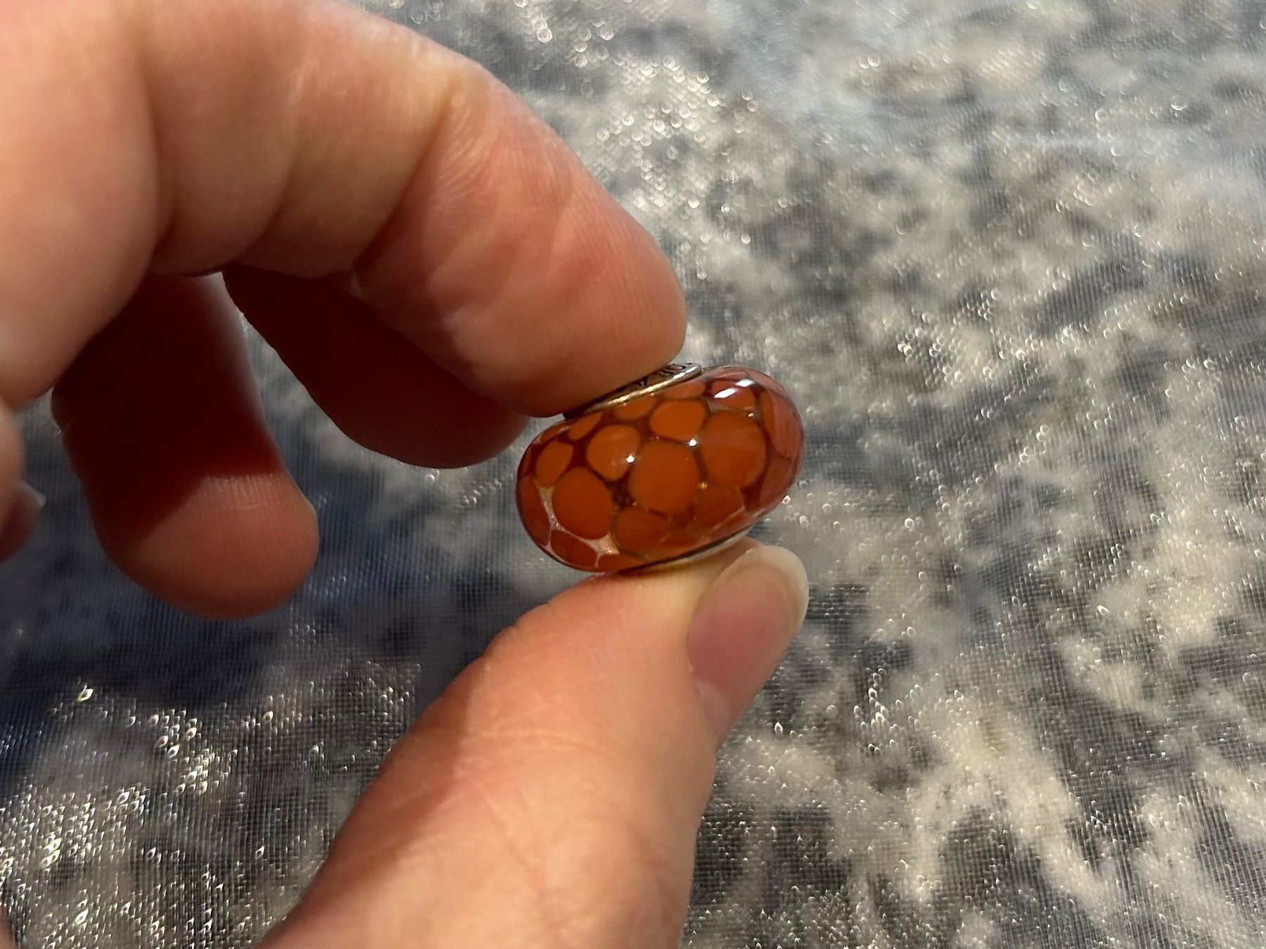 Pandora Muranoglas 🧡 Charm Orange mit Punkten, neuwertig! (Neu (gemäss ...