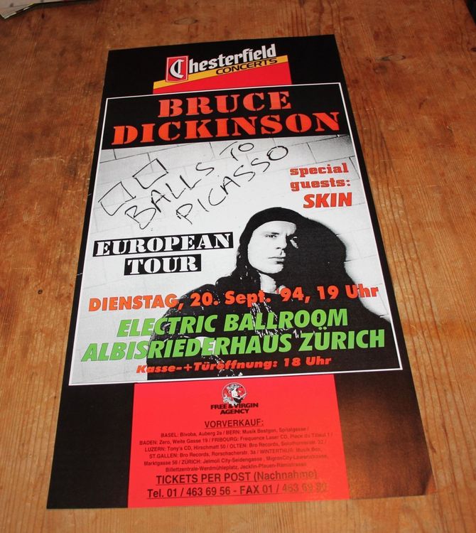 BRUCE DICKINSON Konzert Poster 1994 ORGINAL motorhead (Gebraucht) in ...