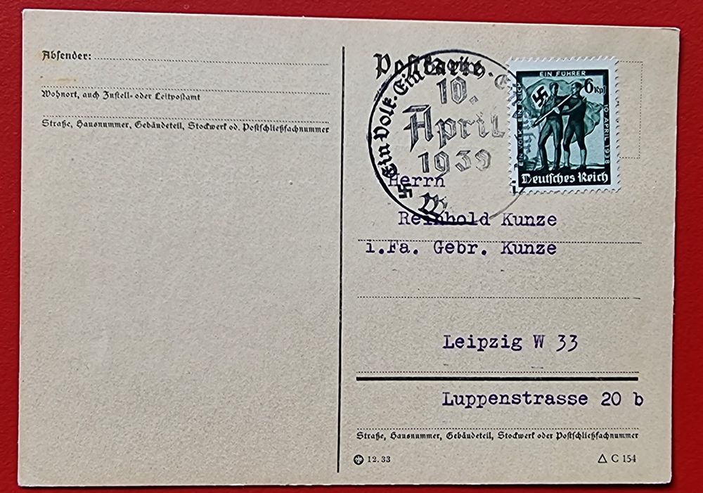 DEUTSCHES REICH PROPAGANDA STEMPEL 1939 REICHSTAGSWAHL 1938 (Gebraucht) in Düdingen für CHF 7 ...