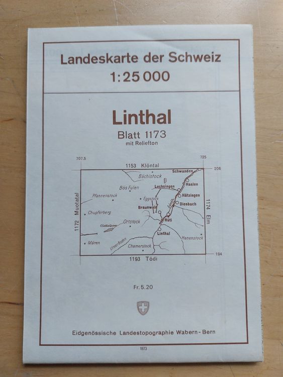 Landeskarte der Schweiz - LINTHAL (Gebraucht) in Gipf - Oberfrick für ...