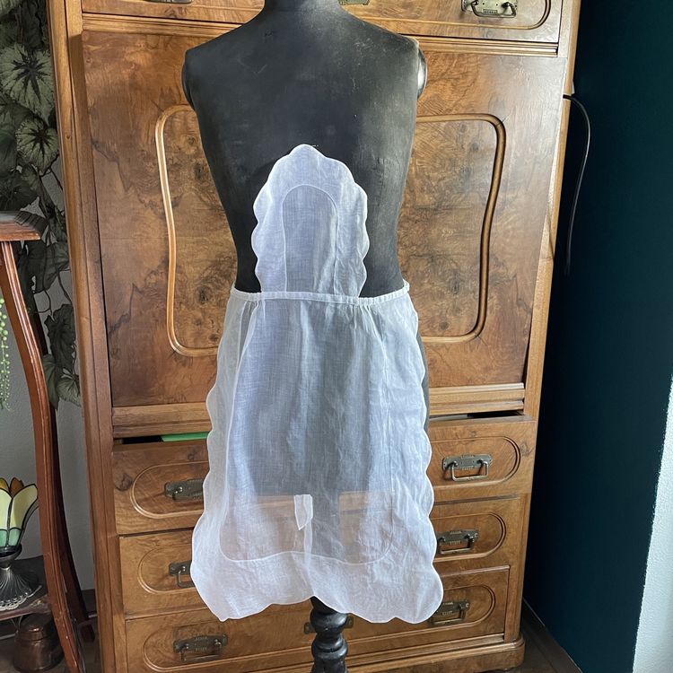 Antique 1900s French white cotton serviert apron (Neu (gemäss ...