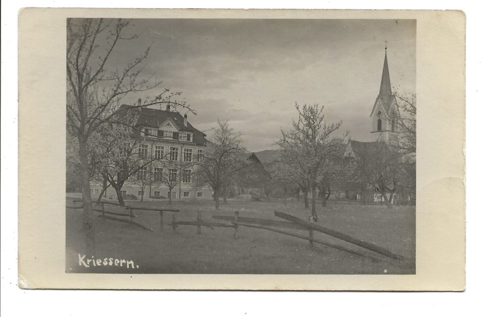 Kriessern (SG) Rheintal - Kirche - Schulhaus - Foto-AK 1929 (Gebraucht ...
