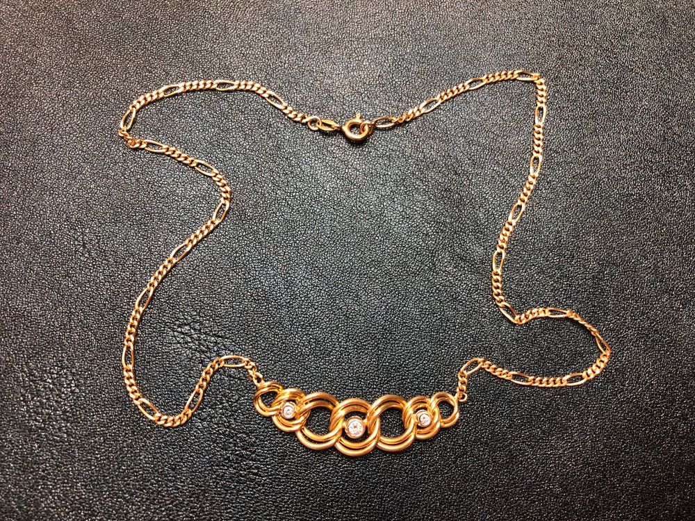 Edles Collier mit 3 Diamanten aus 18 Karat Gelbgold Au 750 (Gebraucht ...