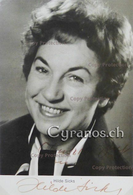 Hilde Sicks (1920-2007) Schauspielerin - sign. Foto (Gebraucht) in ...