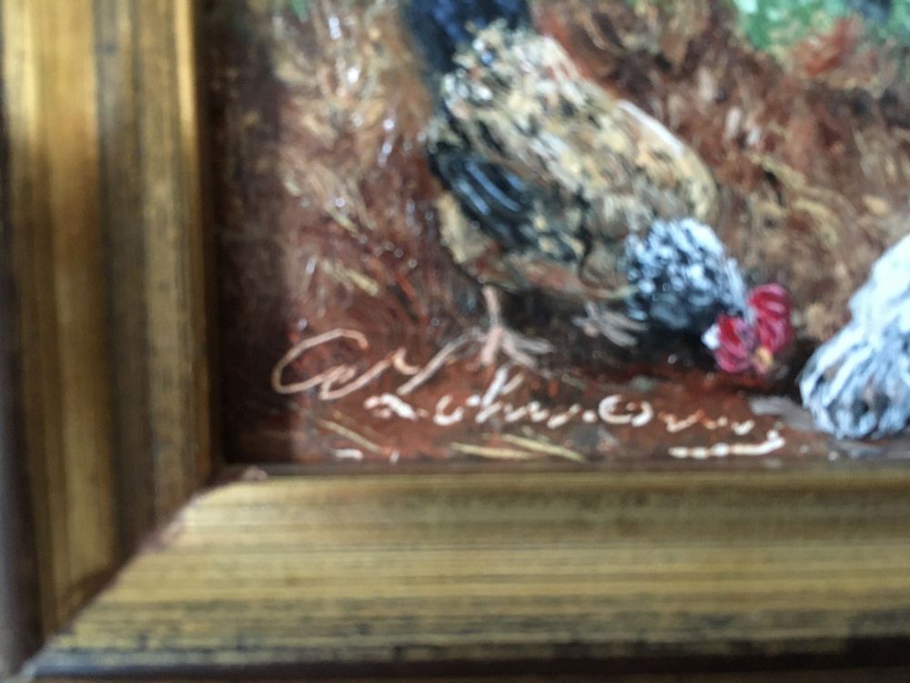 Gemälde mit Hühnerhof von Adolf Lohmann (Gebraucht) in Uster für CHF 49 ...